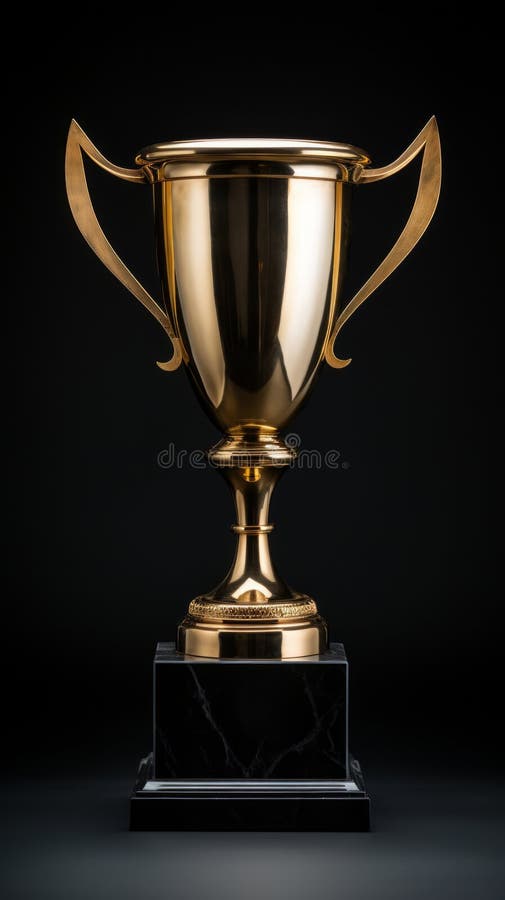 A Shining Gold Trophy on a Sleek Black Background Stock Image - Image ...