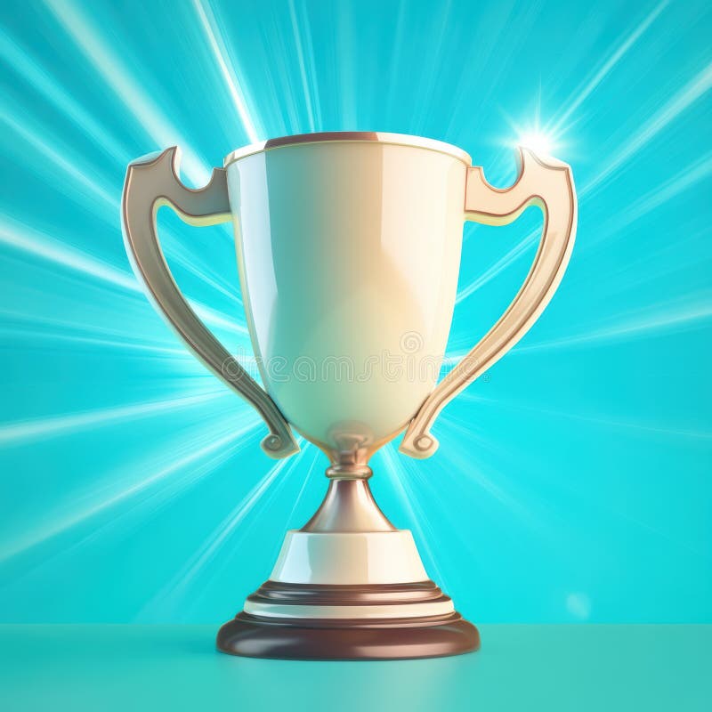 A Shining Gold Trophy Stands Out Against a Blue Background Illuminated ...