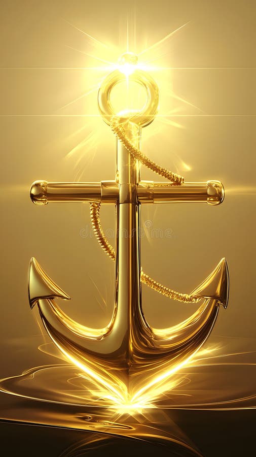 Shining Golden Anchor with Radiant Glow Stock Illustration ...