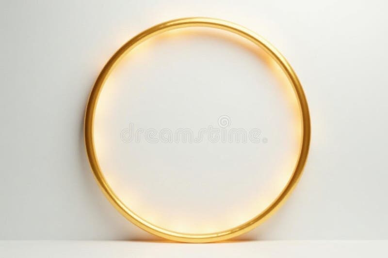 Shining Golden Circle Border Against Pure White Backdrop, Graphic ...