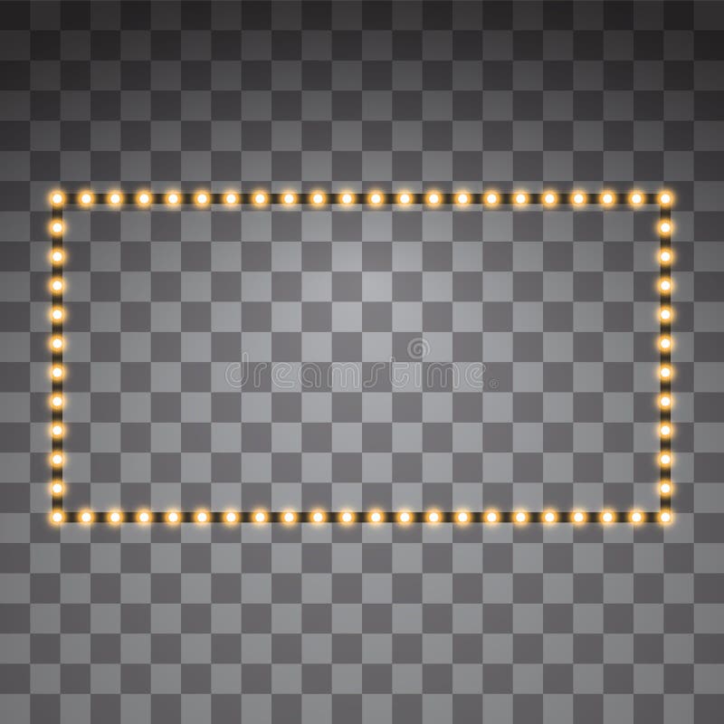 Shining Golden Led Vector Rectangle Frames, Neon Illumination on ...