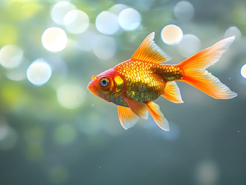 A Shining Goldfish in a Clear Pond Stock Illustration - Illustration of swim, glow: 362805762