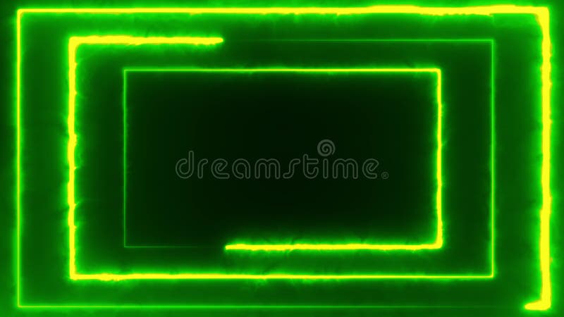 Shining Green Neon Triple Rectangle Frame Appearing on the Black Screen ...
