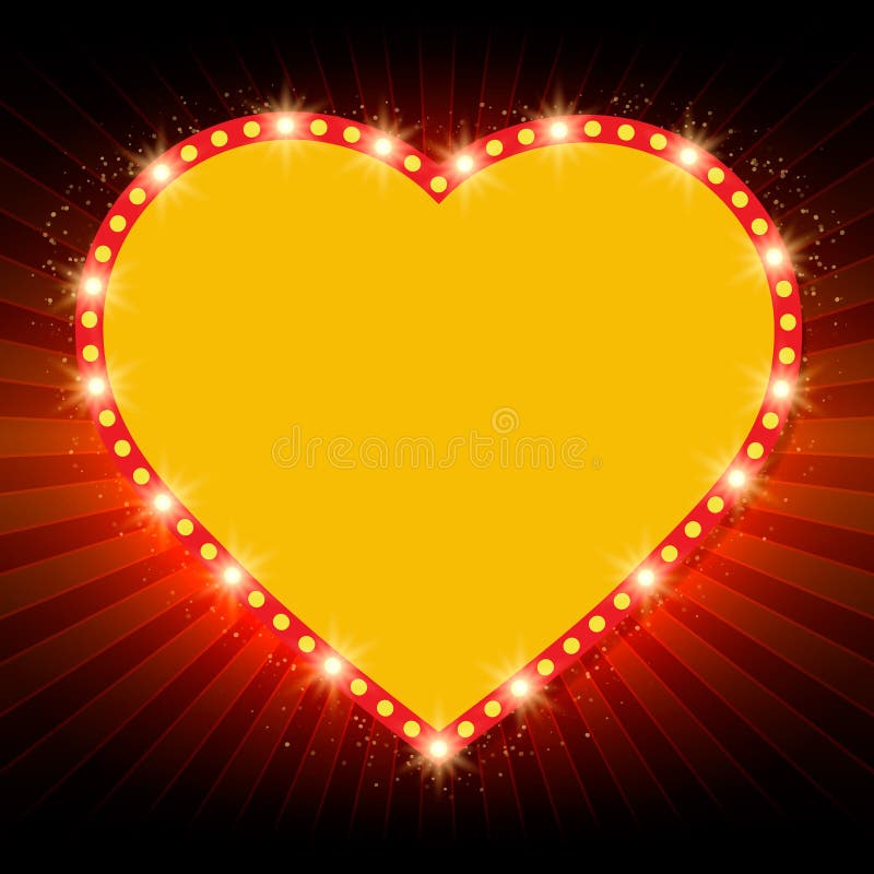 Shining Heart Light Banner on Red Background Stock Illustration ...