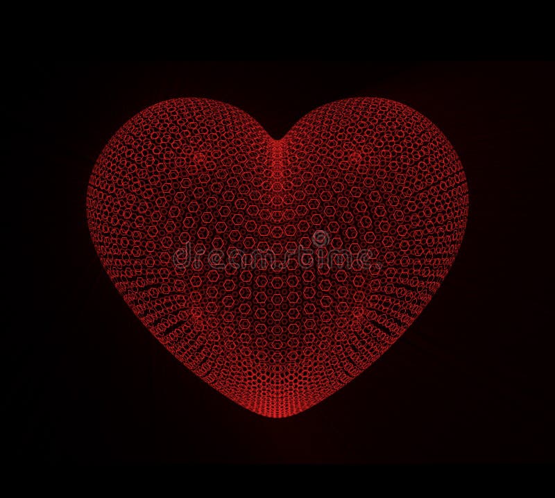 Shining Heart Shape Composed of Hexagonal Particles Stock Photo - Image ...