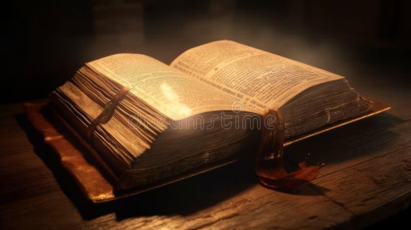 Shining Holy Bible - Ancient Book. Generative AI Stock Illustration ...