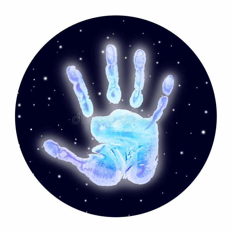 Shining Icy Handprint in Space Stock Vector - Illustration of back ...