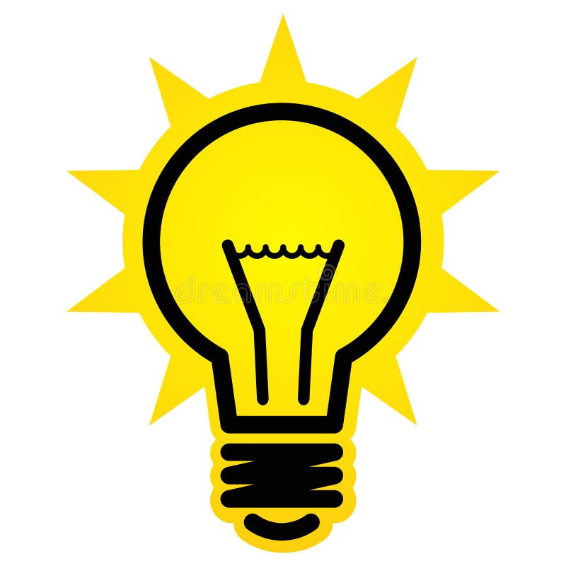 Bright Light Bulb Flat Icon Isolated on White Stock Vector ...