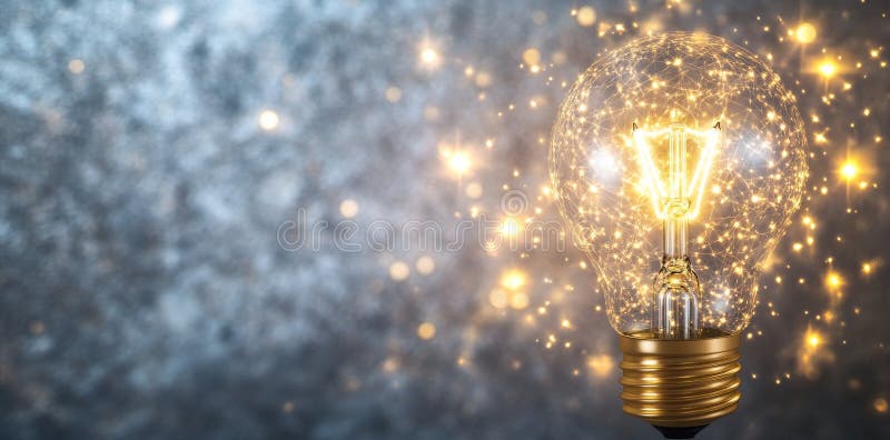 A Shining Light Bulb on a Reflective Surface Symbolizes Inspiration and ...