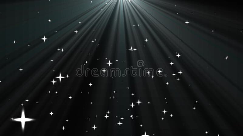 Shining Light Rays with Sparkling Stars in a Dark Background Stock ...