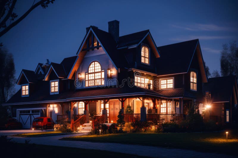 Shining Light in the Windows and in the Courtyard of a Private House ...