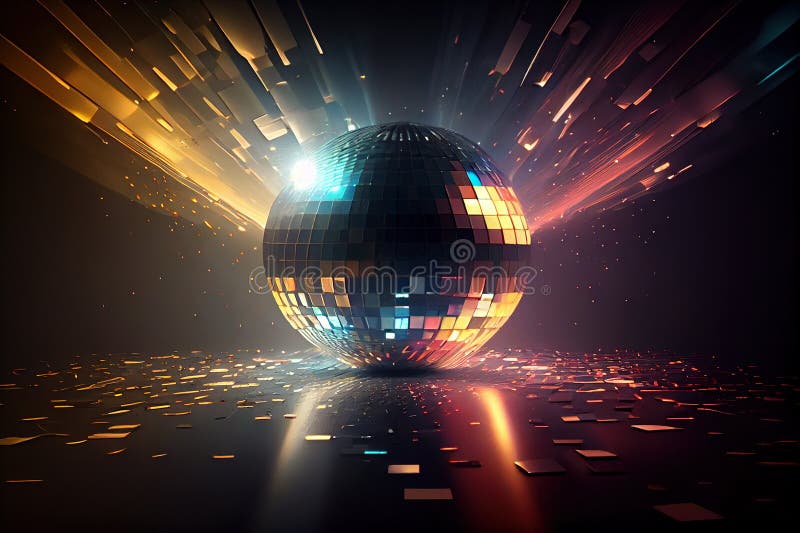 Disco ball on dance floor stock illustration. Illustration of gold ...