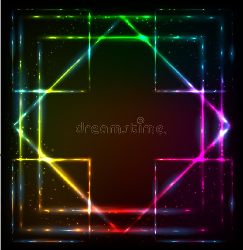 Shining Lights Rainbow Colors Vector Frame Stock Vector - Illustration ...