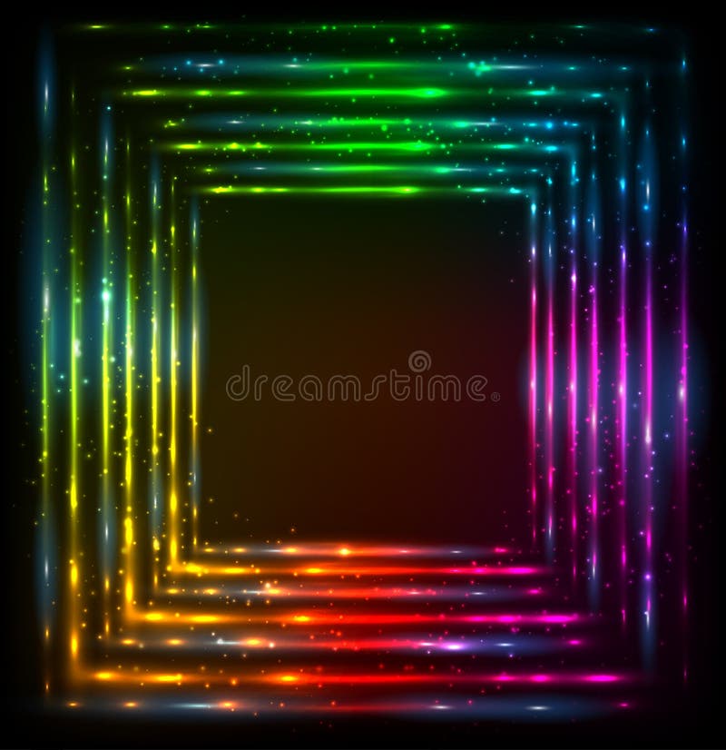 Shining Lights Rainbow Colors Vector Frame Stock Vector - Illustration ...