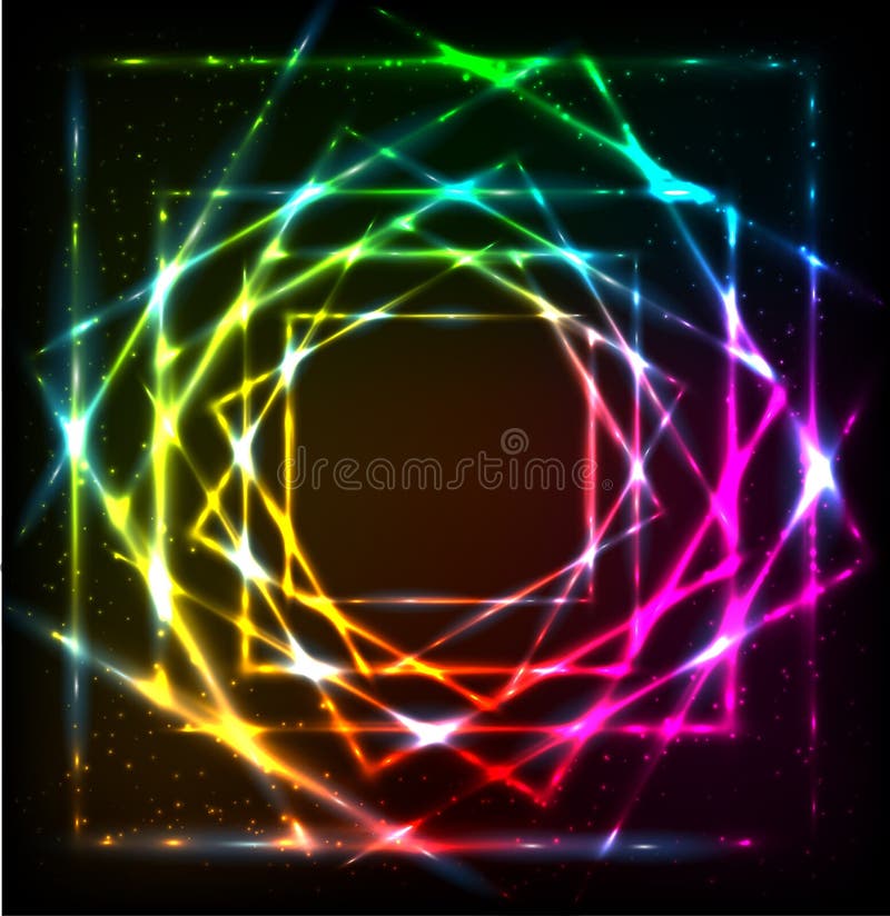 Shining Lights Rainbow Colors Vector Frame Stock Vector - Illustration ...