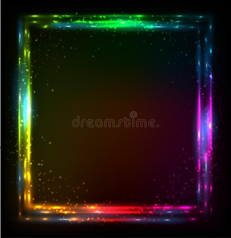 Shining Lights Rainbow Colors Vector Frame Stock Vector - Illustration ...