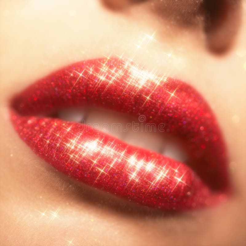 Shining lips makeup stock photo. Image of posing, female - 43940634