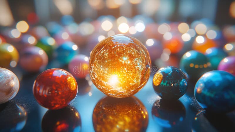 Shining Marble Surrounded by Colorful Bokeh Effect. Stock Image - Image of dreamy, fantasy ...
