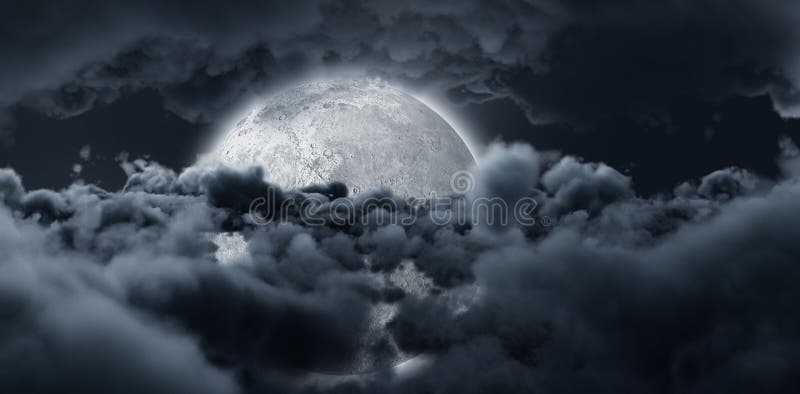 Shining Moon Hide by Dark Grey Clouds in the Sky Stock Image - Image of ...