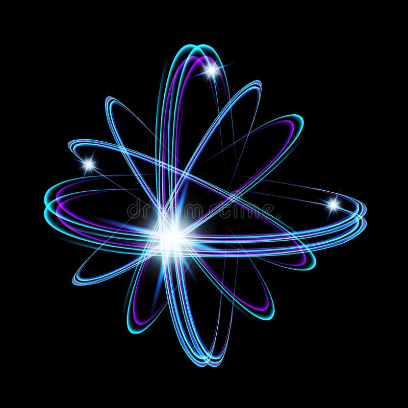 Shining Neon Lights Atom Model. Stock Vector - Illustration of glitz ...