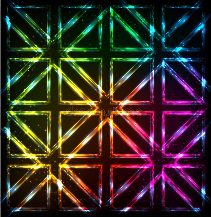 Shining Rainbow Neon Lights Circle Frame Stock Vector - Illustration of ...