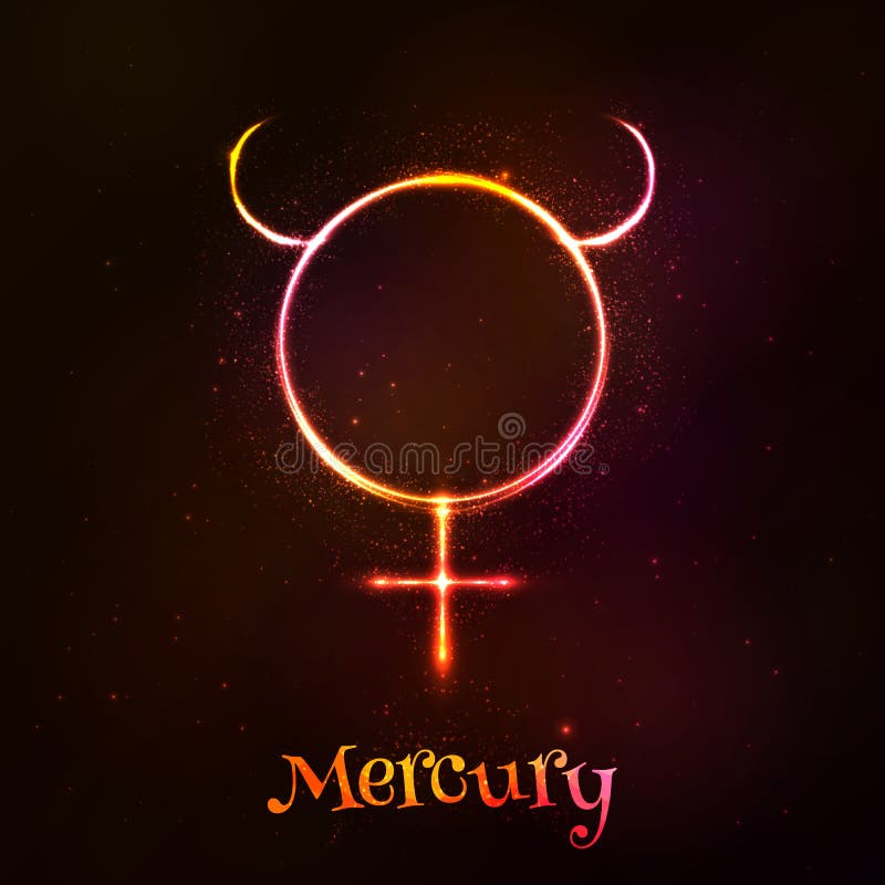 Mercury Zodiac Horoscope Symbol And Planet. 3D Rendering Stock ...