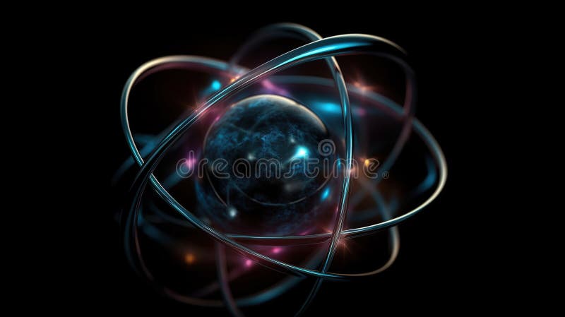 Shining Nuclear Atom Model AI Stock Photo - Image of nucleus, color ...