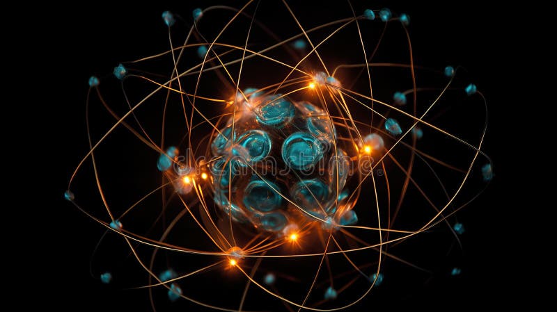 Shining Nuclear Atom Model AI Stock Photo - Image of technology ...