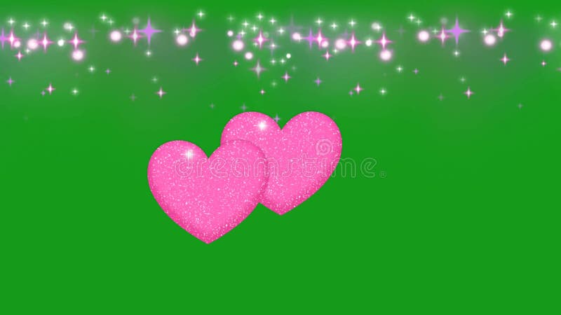 Shining Pink Hearts and Stars Green Screen Motion Graphics Stock Video ...