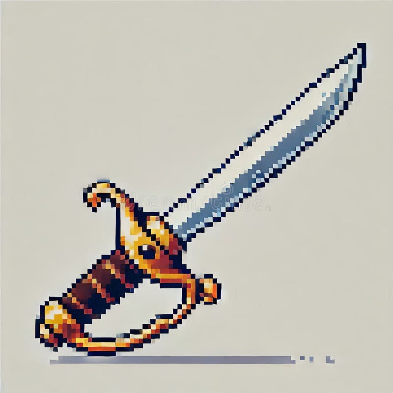 Pixel Art Adventure Sword stock illustration. Illustration of ...