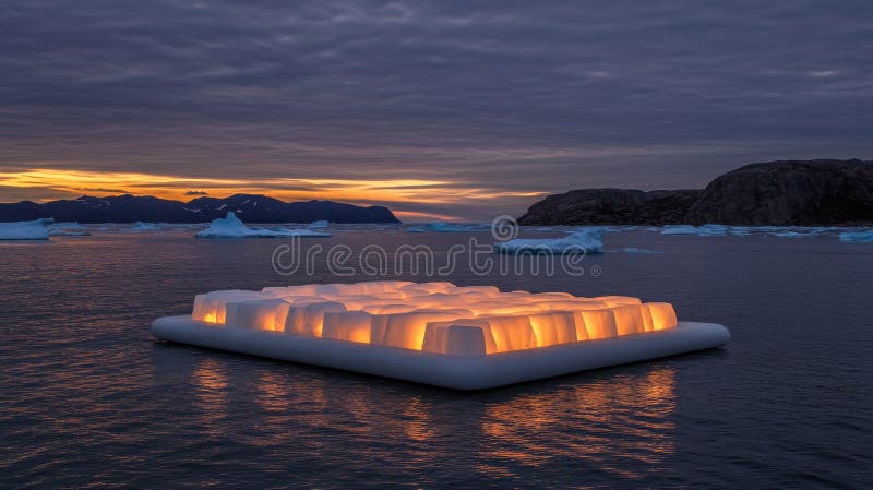 A Shining Platform Floats in the Foreground of Arctic Ranges Stock ...
