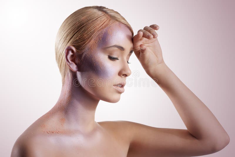 Shining and powder make up stock image. Image of beautiful - 18963813