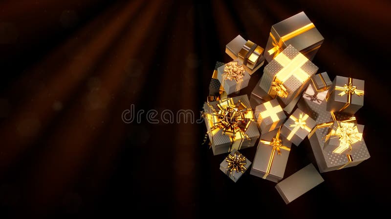 Shining Present Box Pile for Cyber Monday on Dark Backdrop - Abstract ...