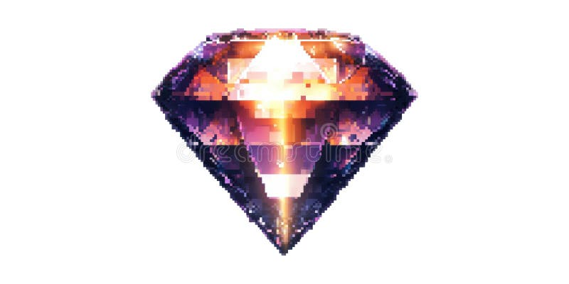 Shining Purple Diamond Gem in Pixel Art Style Isolated on Transparent ...