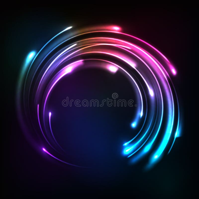 Shining Rainbow Neon Lights Circle Frame Stock Vector - Illustration of ...