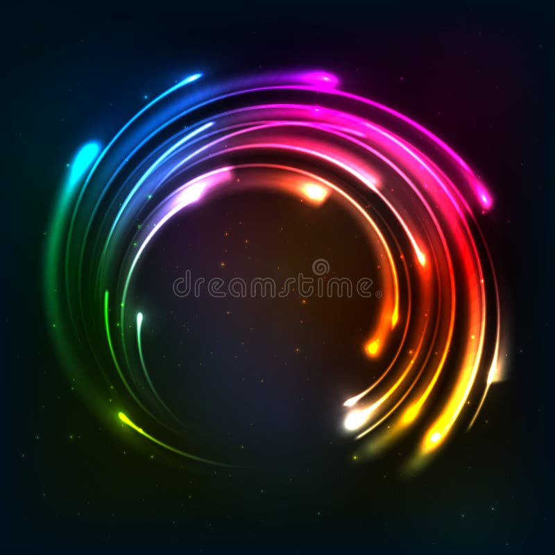 Shining Rainbow Neon Lights Circle Frame Stock Vector - Illustration of ...