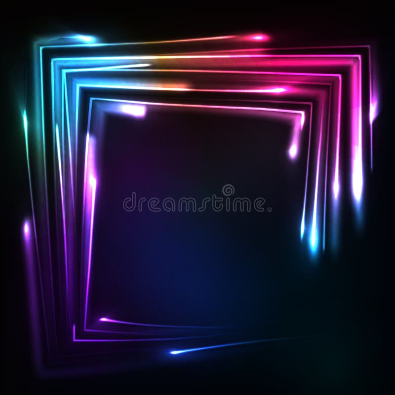 Shining Rainbow Neon Lights Squared Frame Stock Vector - Illustration ...