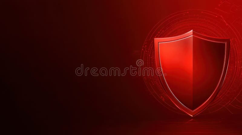 Shining Red Shield on Dark Background, Symbol of Protection, Security ...