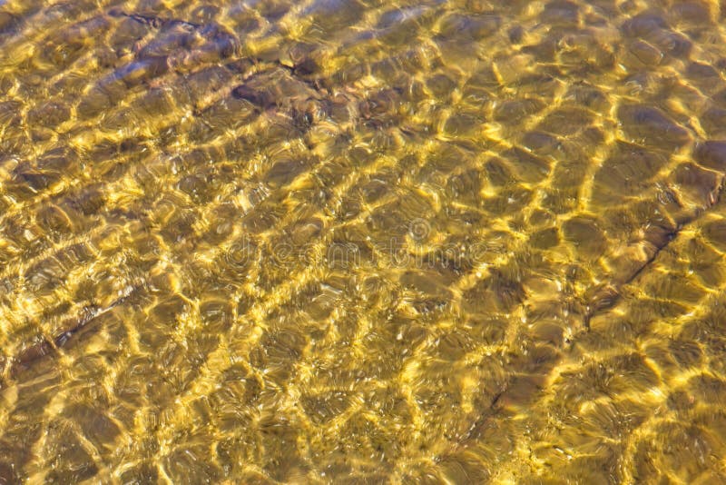 Shining Reflections of Sun Rays on Rock Bottom and Ripples on the Water ...
