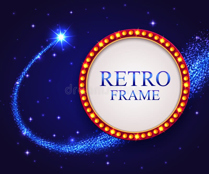 Shining Retro Light Banner on Red Background Stock Illustration ...