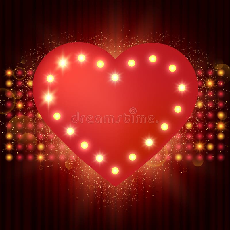 Shining Retro Heart on Stage Curtain Stock Illustration - Illustration ...
