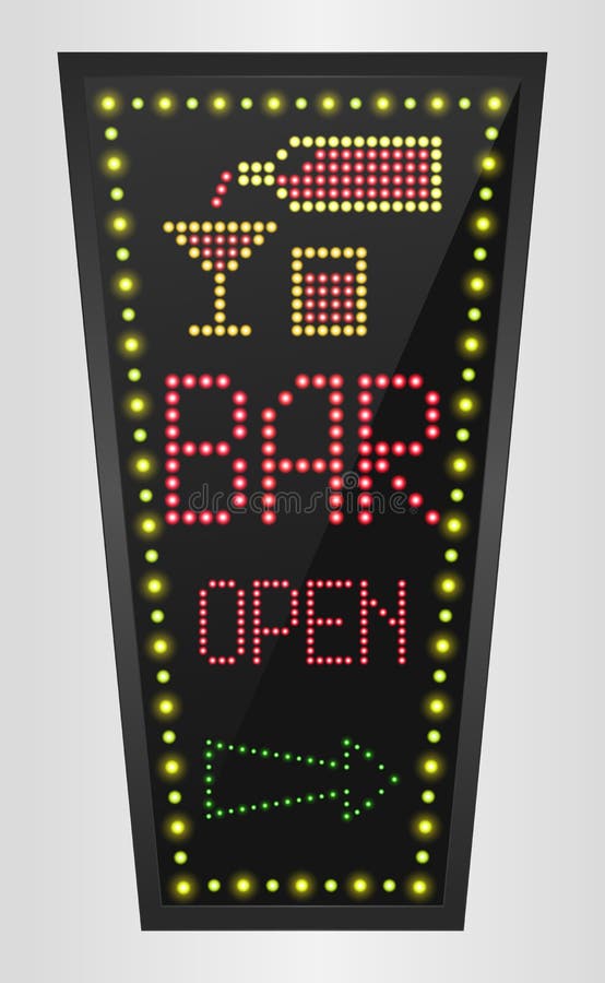 Shining Retro Light Banner Open Bar Blue Background Stock Vector ...
