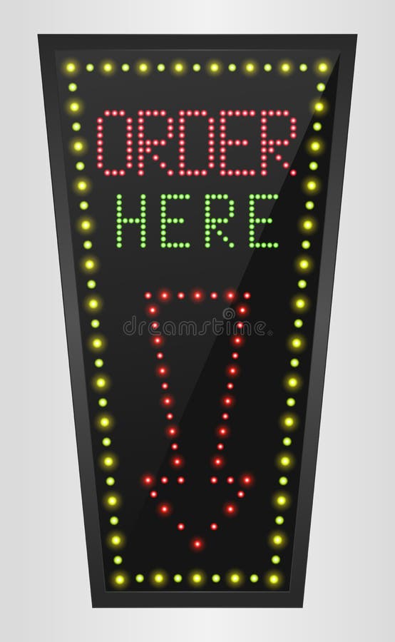 Shining Retro Light Banner Order Here on a Black Background Stock ...