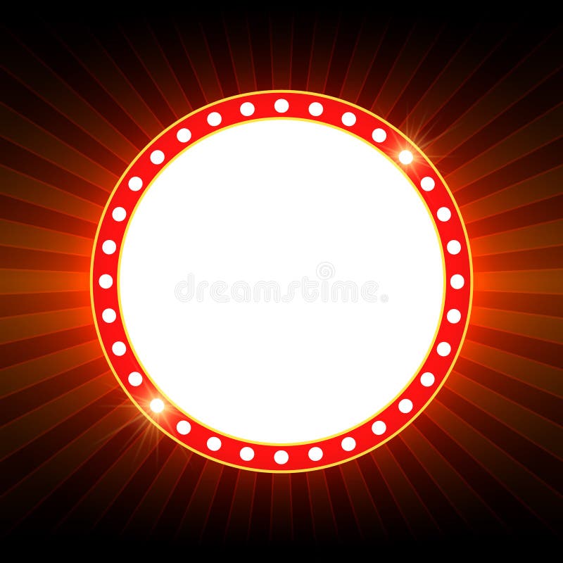 Shining Retro Light Banner on Red Background Stock Illustration ...