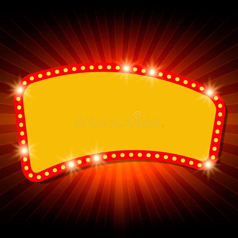 Shining Retro Light Banner on Red Background Stock Illustration ...