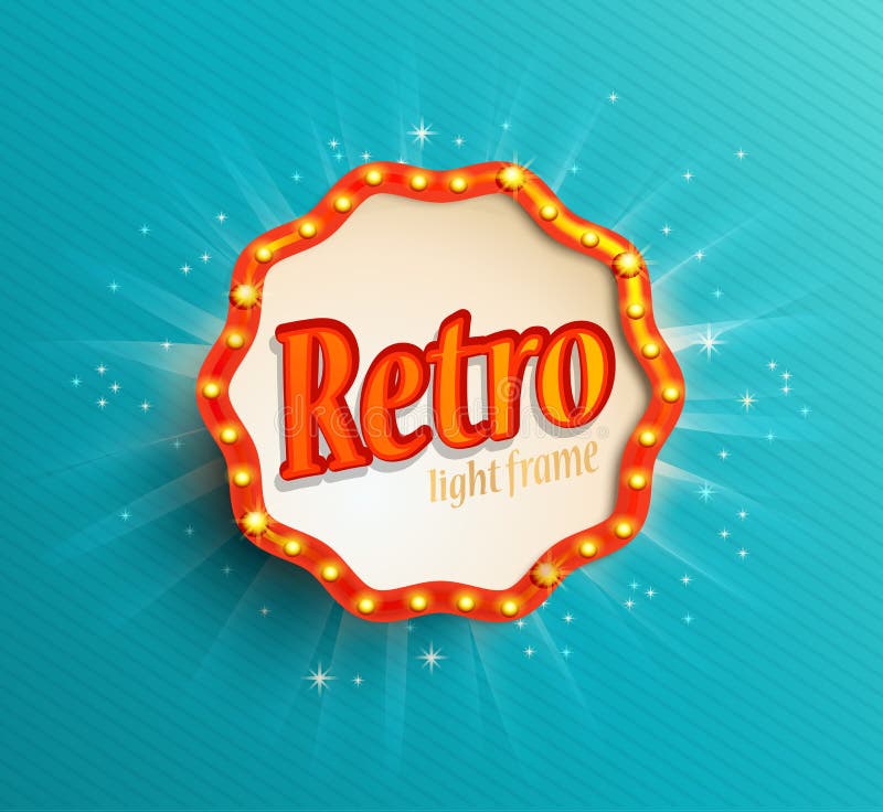 Shining Retro Light Frame and Template. Stock Illustration ...
