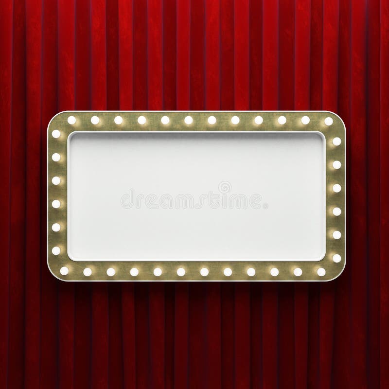 Shining Retro Light Banner on Red Background Stock Illustration ...