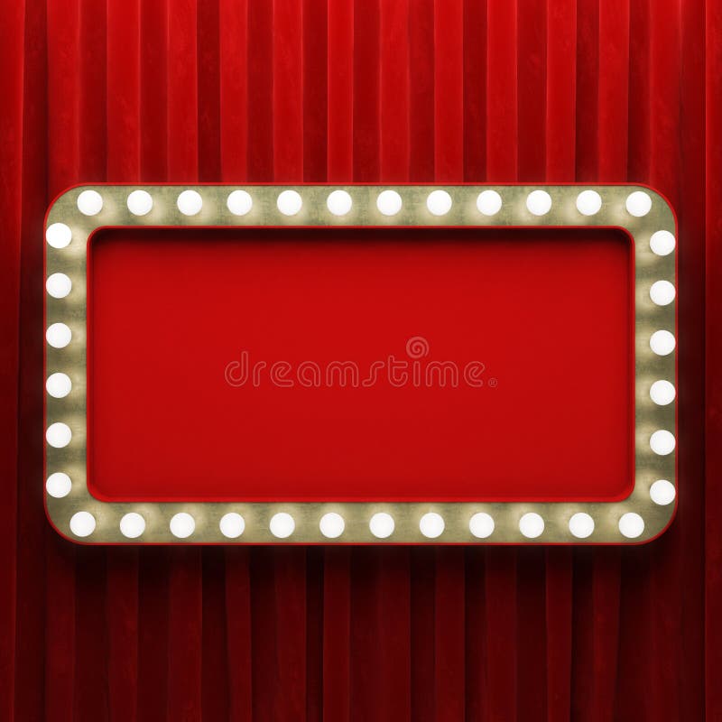 Shining Retro Light Banner on Red Background Stock Illustration ...