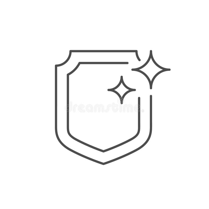 Shining Shield Line Outline Icon Stock Vector - Illustration of clear ...