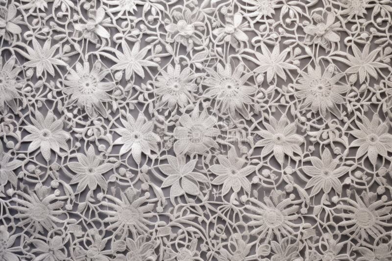Shining Silver Floral Lace, Tightly Woven Pattern Stock Image - Image ...
